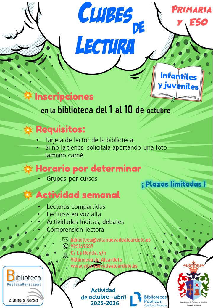 Inscripciones Club de Lectura infantil y juvenil - Villanueva de ...